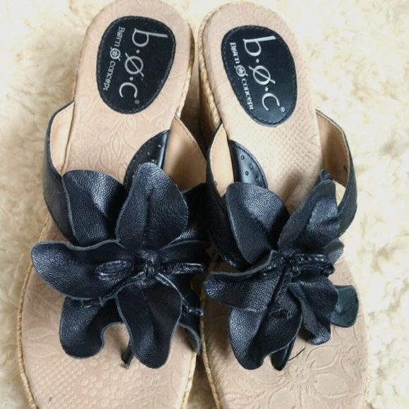 Born | Shoes | Boc Born Concept Size 738 Eu Black Floral Wedge Cork ...